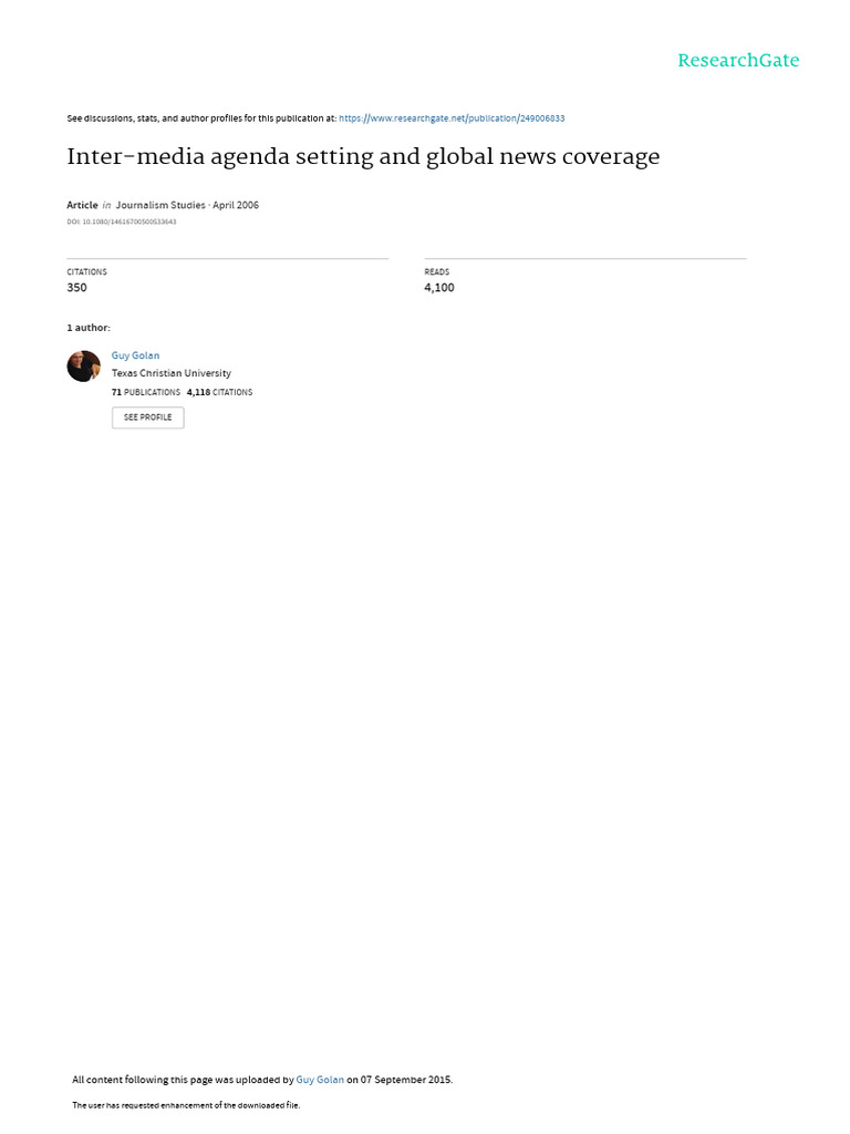 Inter-Media Agenda Setting in News | PDF | News | News Broadcasting
