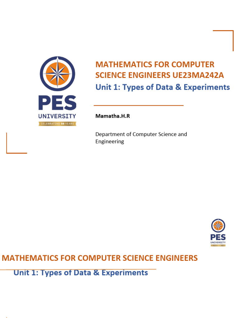 UE23MA242A-Unit1-Class 5-Types of Data - Experiments PDF | PDF | Level ...