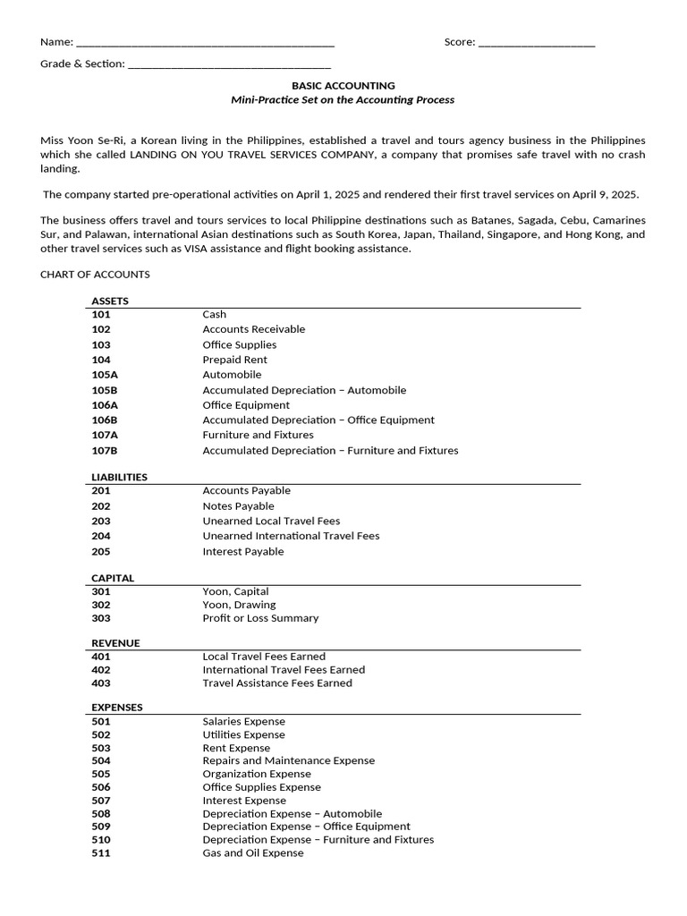 Accounting Worksheet for Travel Agency | PDF | Debits And Credits | Expense