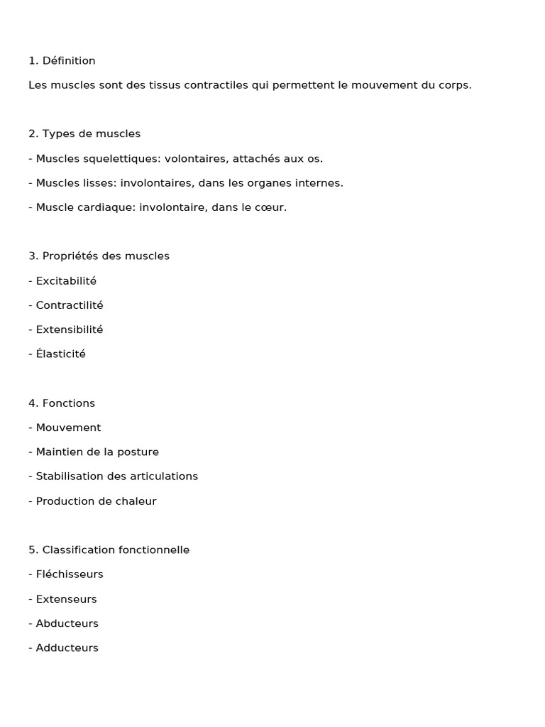 Anatomie des Muscles et Fonctions | PDF