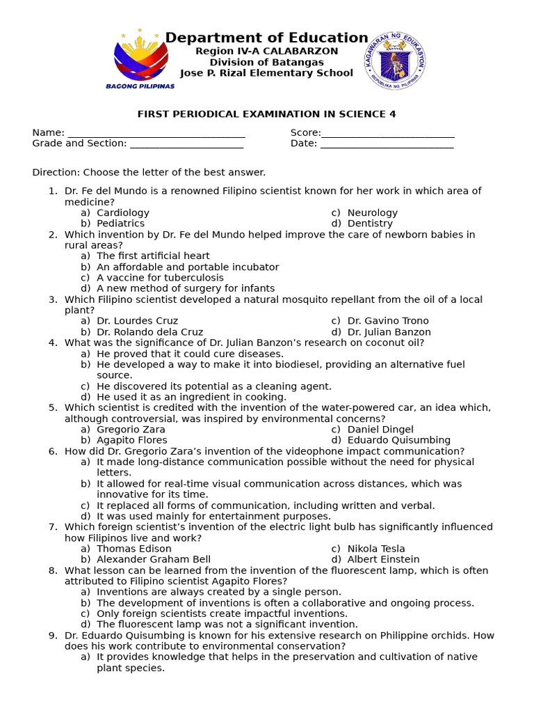 Grade 4 - q1 Exam Science | PDF | Waste | Water