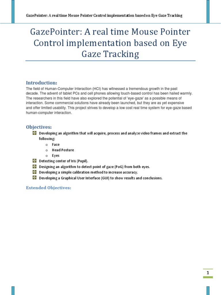 Gazepointer: A Real Time Mouse Pointer Control Implementation Based On Eye Gaze Tracking | PDF ...