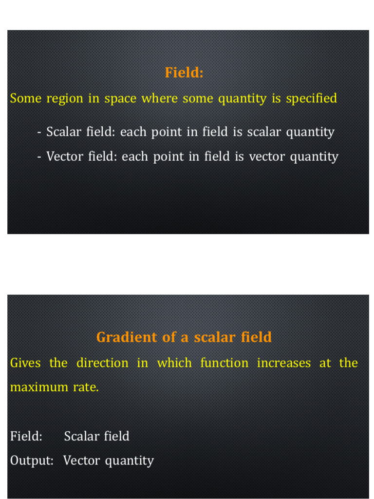 Understanding Scalar and Vector Fields | PDF | Flux | Divergence