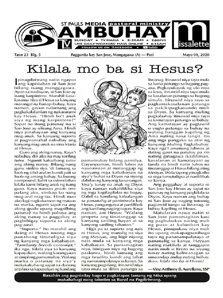 Sambuhay Kapistahan Ni San Jose Mangagawa | PDF
