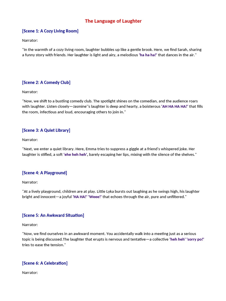 The Language of Laughter Script WPS Office | PDF | Laughter
