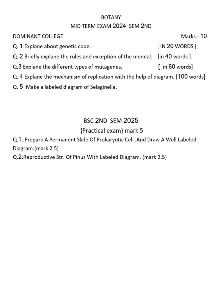 Botany Practical Exam Guide 2025 | PDF