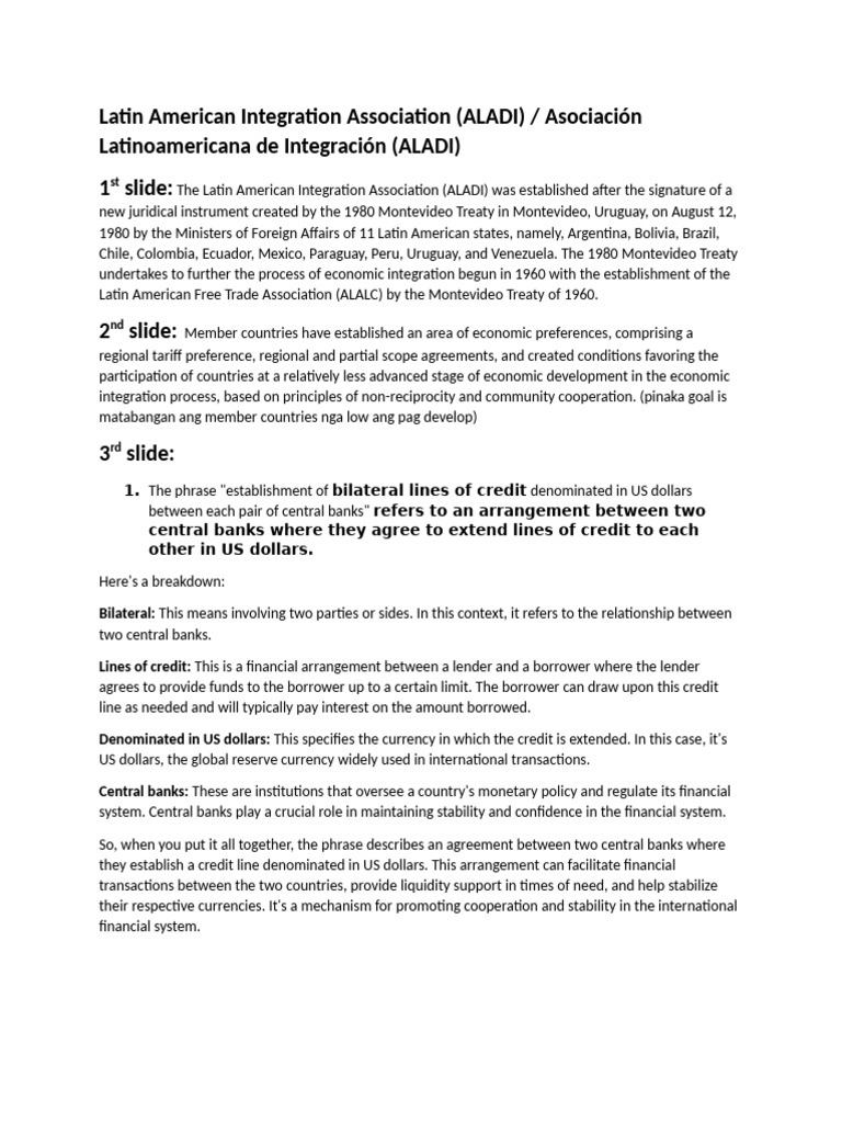 Overview of ALADI and Economic Integration | PDF | Central Banks ...
