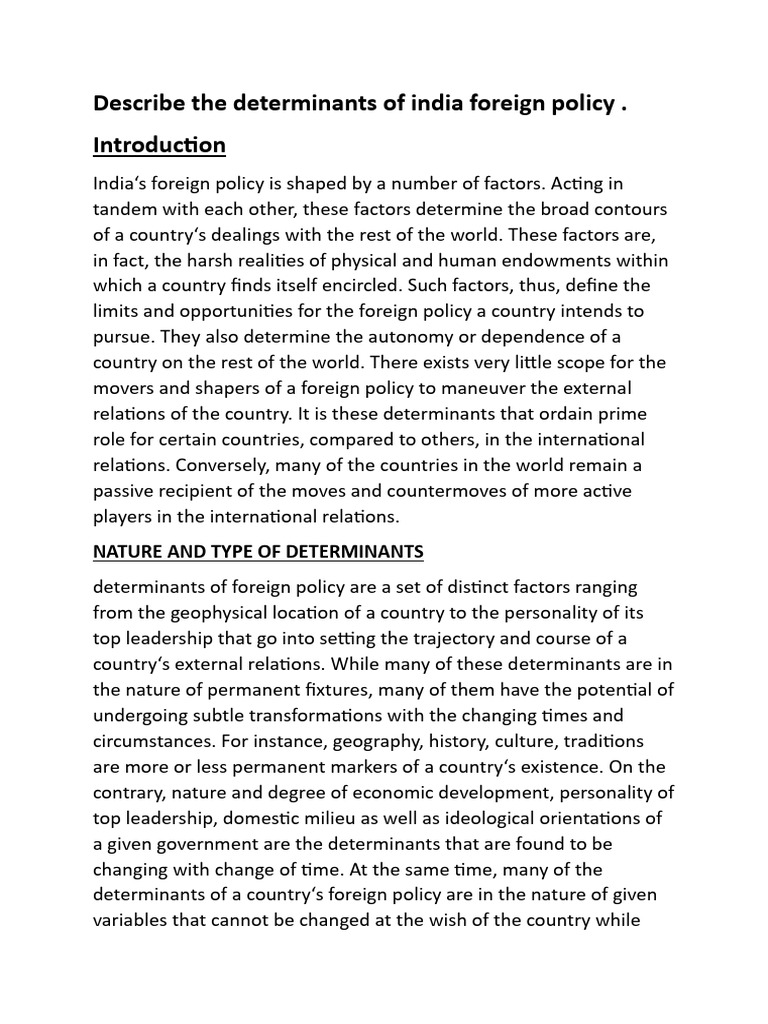 Determinants of India's Foreign Policy | PDF | Economic Growth ...