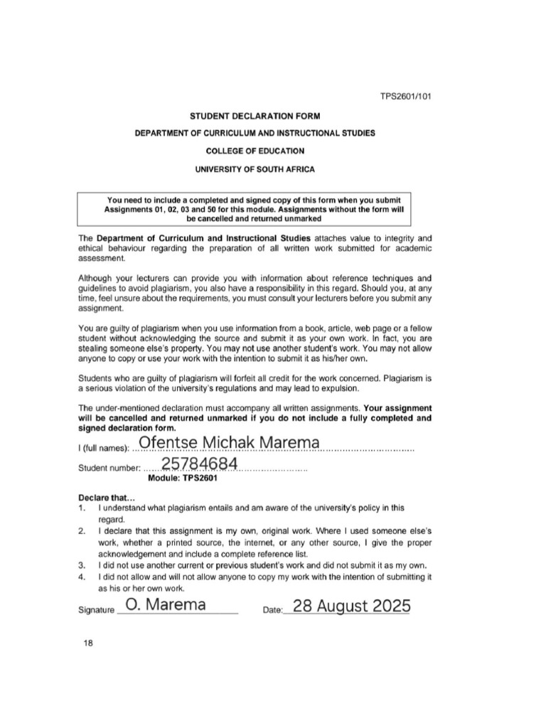 TPS2601 Assignment 50 | PDF