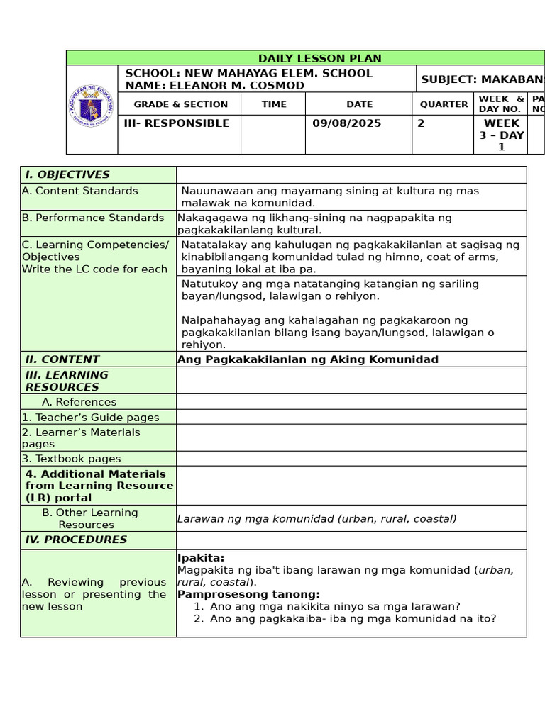 Makabansa3 q2 Wk3 d1 | PDF