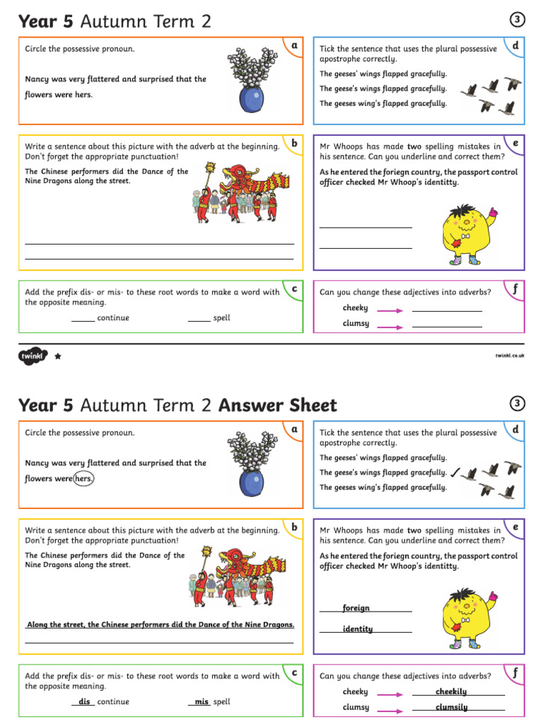 Year 5 SPaG Activity Mat 3 | PDF
