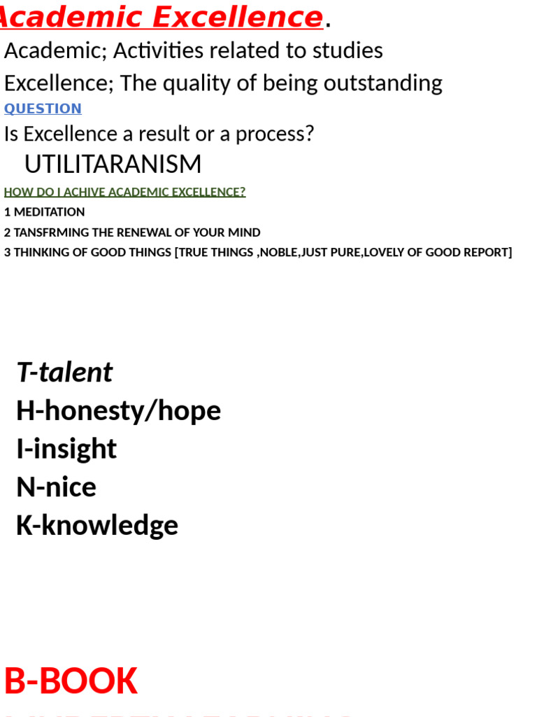 Academic Excellence | PDF