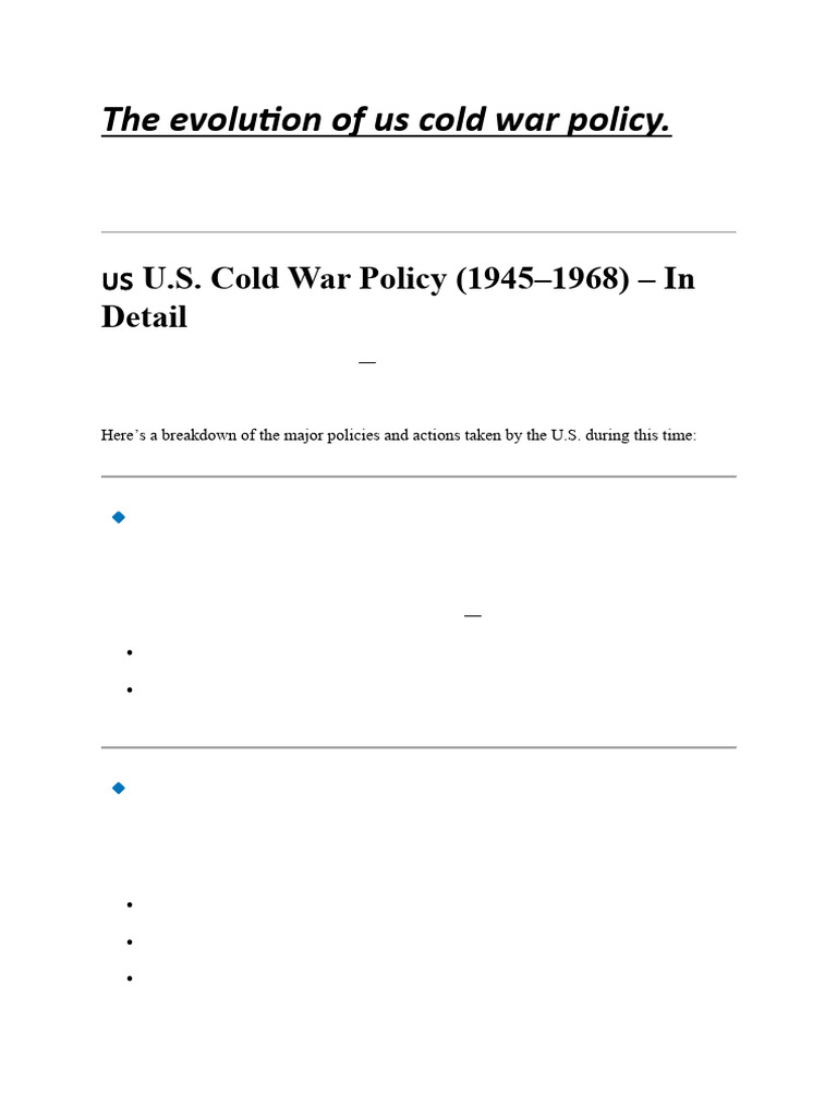 The Evolution of Us Cold War Policy | PDF | Cold War | Containment