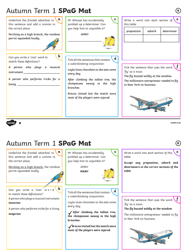 Year 5 SPaG Activity Mat 6 | PDF | Adverb | Linguistics
