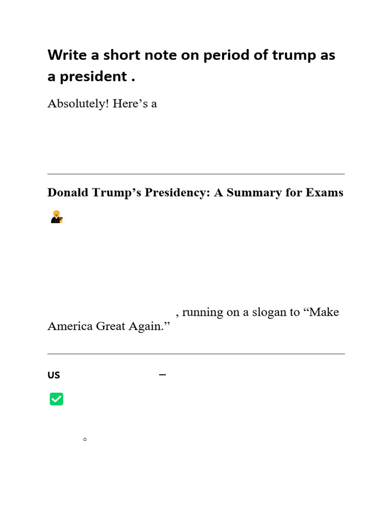 Overview of Trump's Presidency | PDF | Donald Trump | American Government