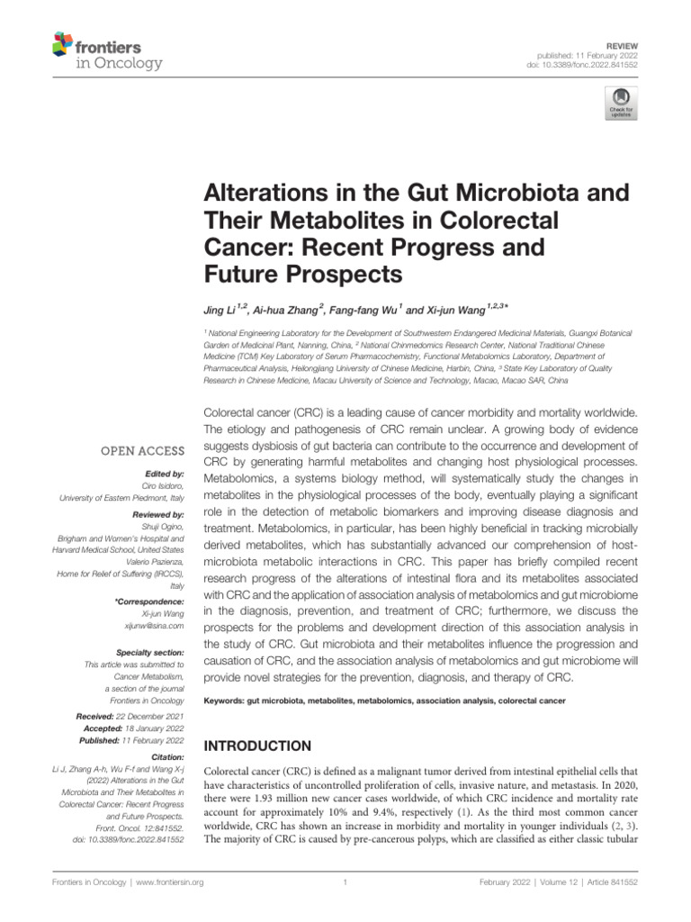 Gut Microbiota's Role in Colorectal Cancer | PDF | Colorectal Cancer ...