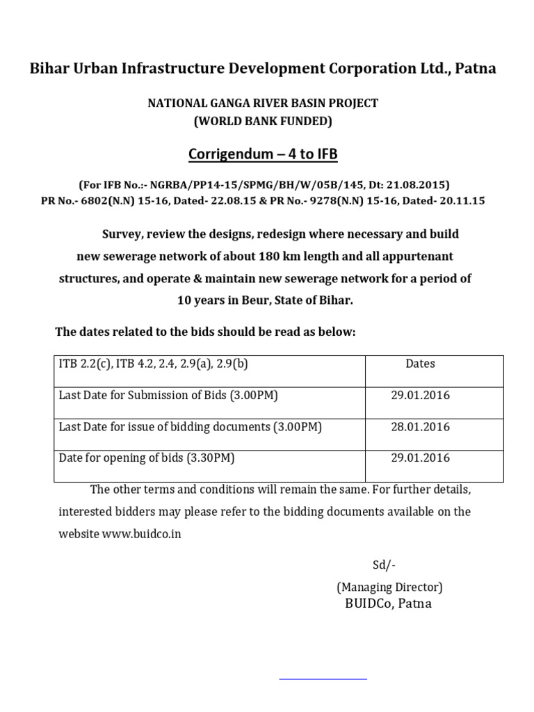 Bihar Urban Infrastructure Development Corporation LTD., Patna | PDF
