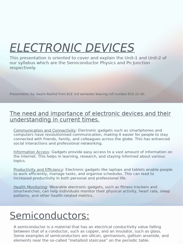 ECE Presentation | PDF | P–N Junction | Semiconductors