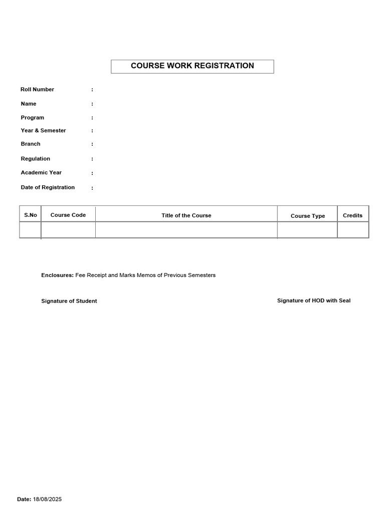 Course Registration Details | PDF