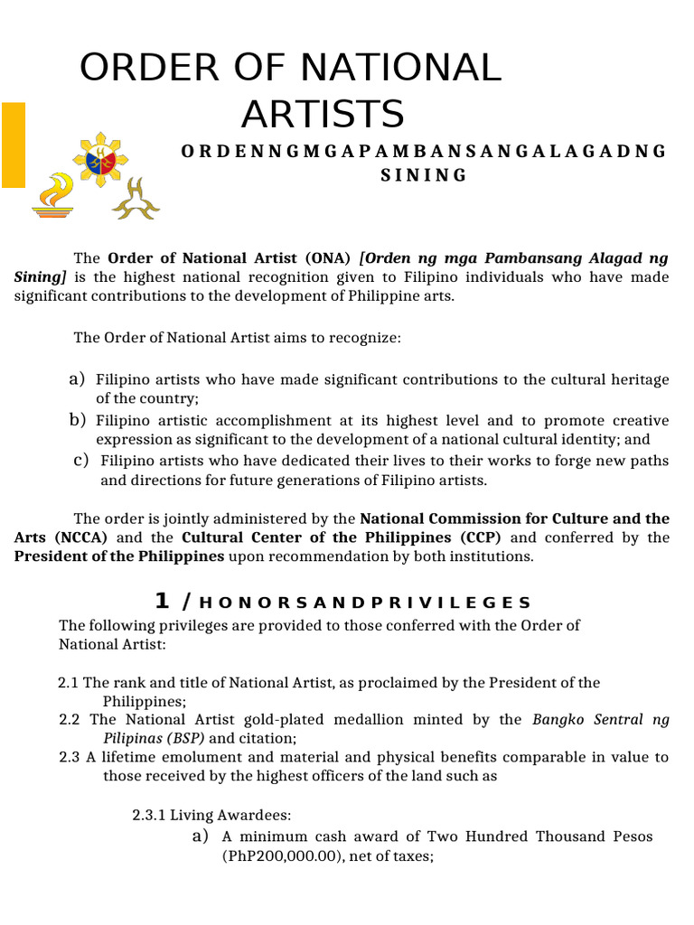 Order of National Artists Guidelines 22 | PDF | Philippines