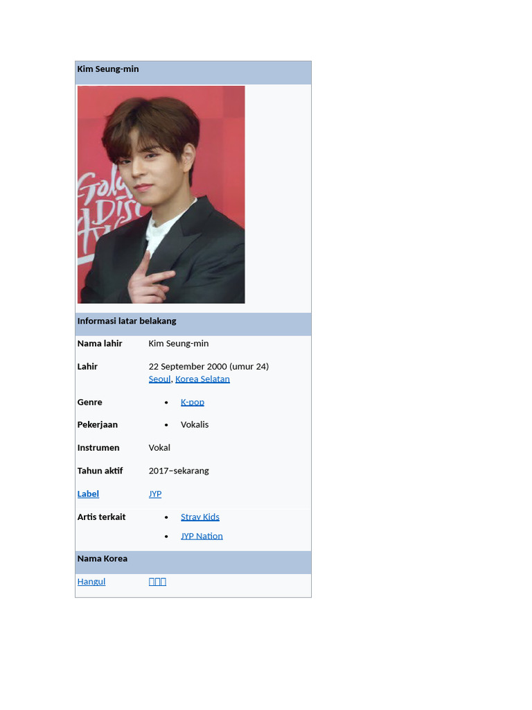 Profil Kim Seung-min dari Stray Kids | PDF