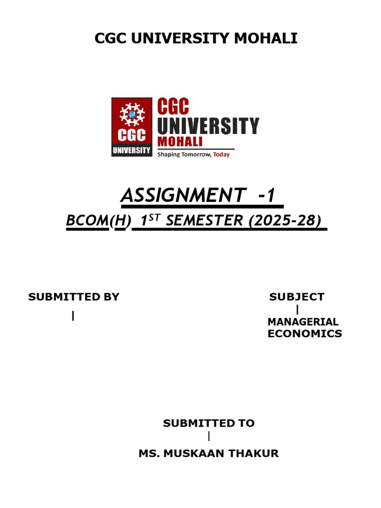 Mangerial Economics Assignment 1 | PDF