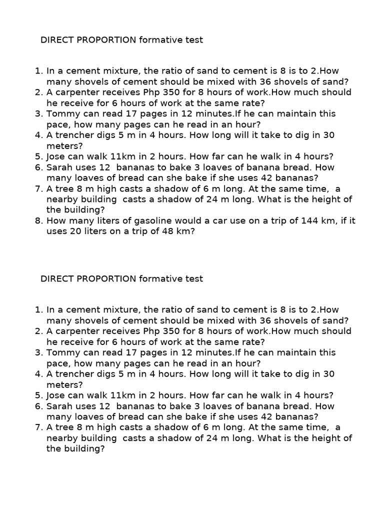 Direct Proportion Practice Problems | PDF