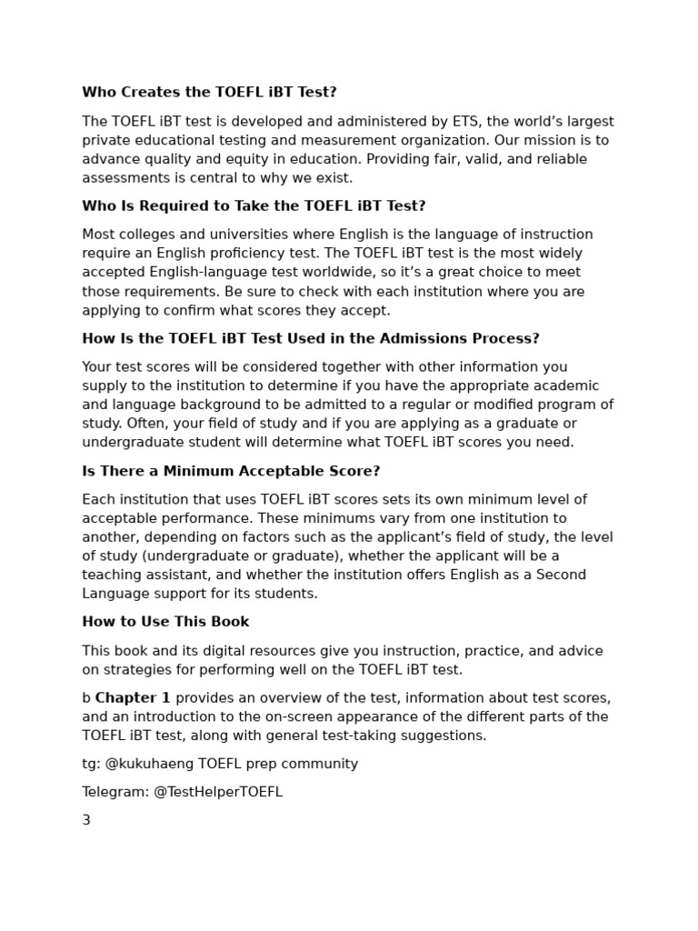 TOEFL iBT Test Overview and Preparation | PDF | Test Of English As A ...
