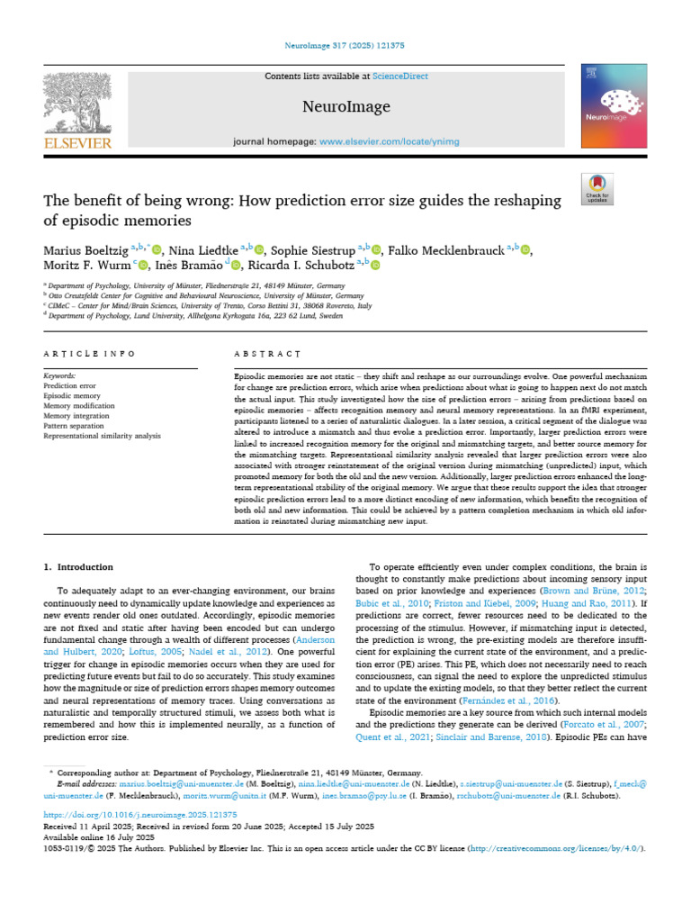 The Benefit of Being Wrong - How Prediction Error Size Guides The ...