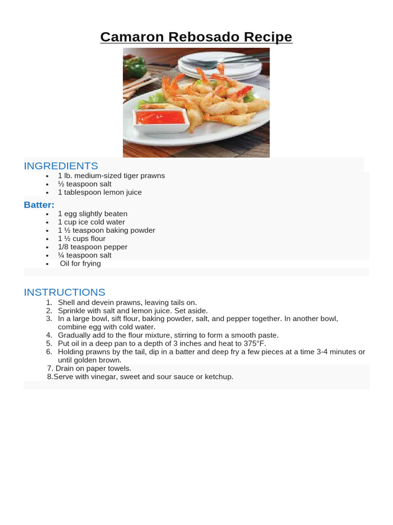 Camaron Rebosado Recipe | PDF