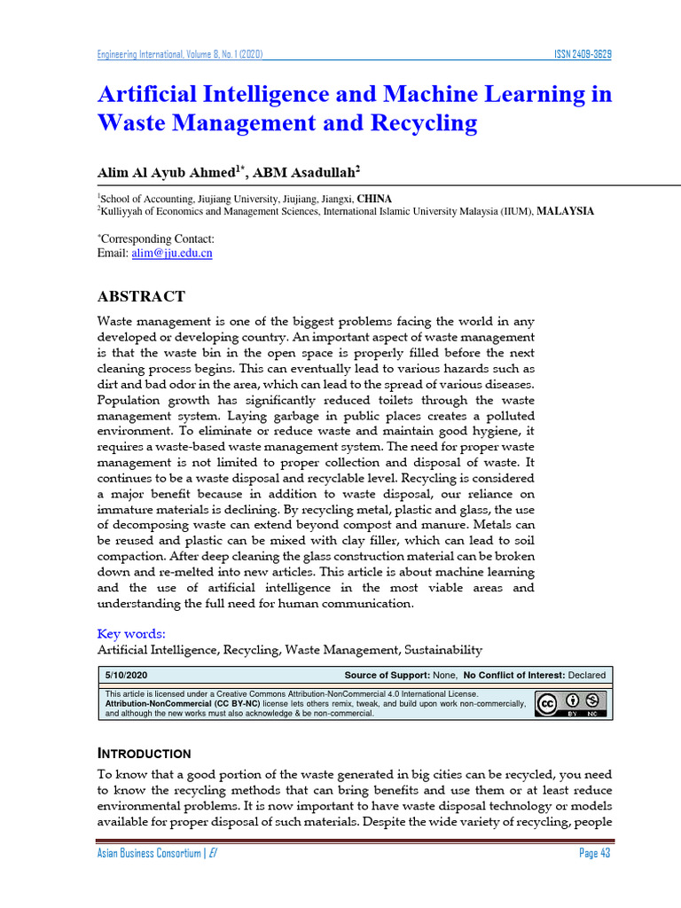 Artificial Intelligence and Machine Lear | PDF | Waste Management ...