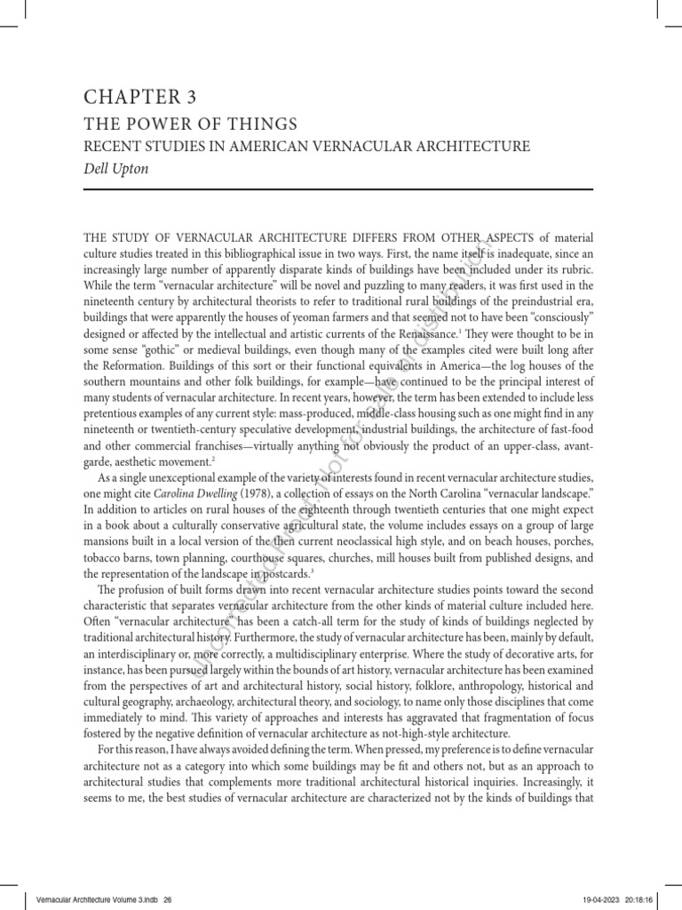 Dell Upton-The Power of Things Recent Studies in American Vernacular Architecture | PDF ...