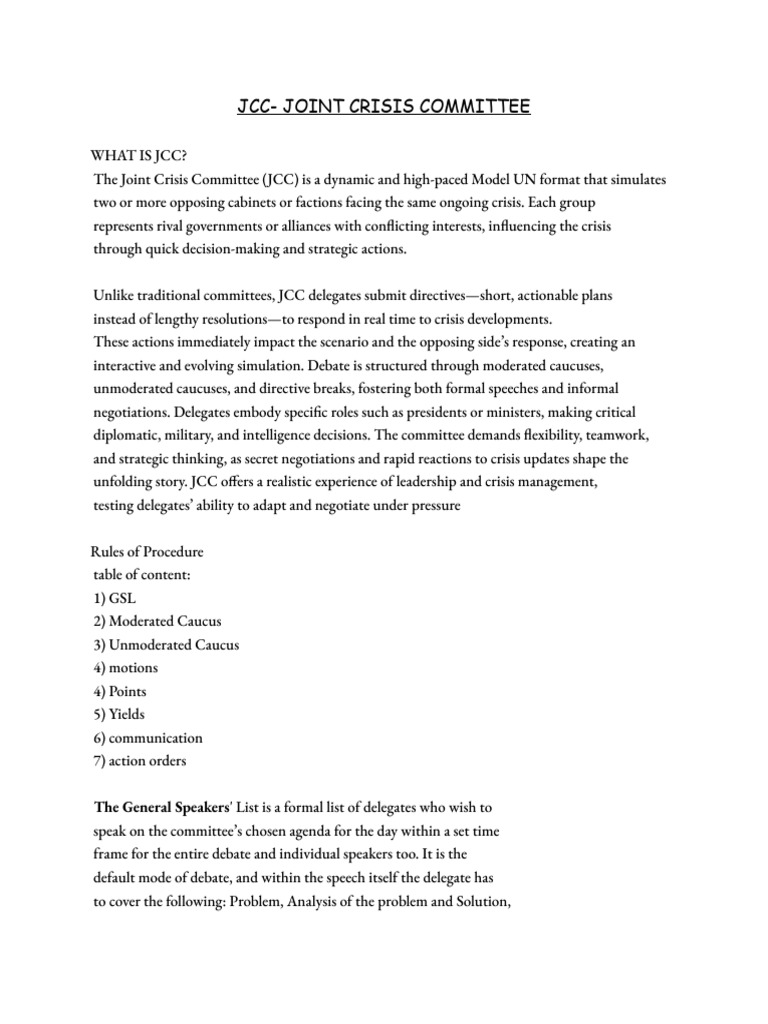 Jcc- Joint Crisis Committee | PDF | Government