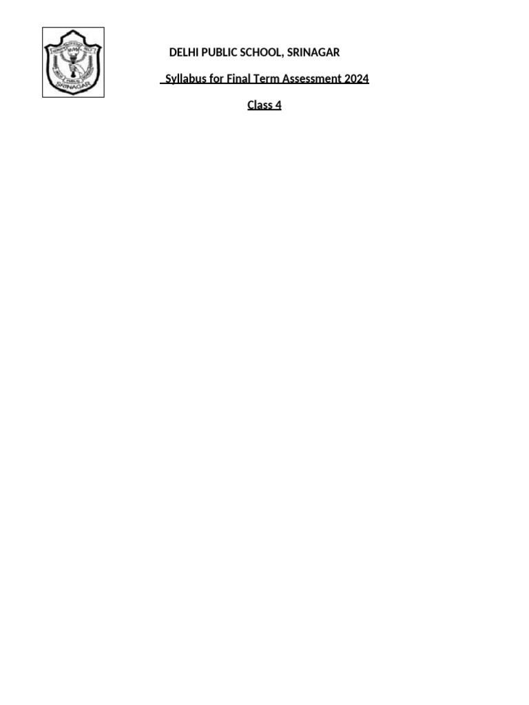 Grade 4 Final Term Syllabus 2024 | PDF