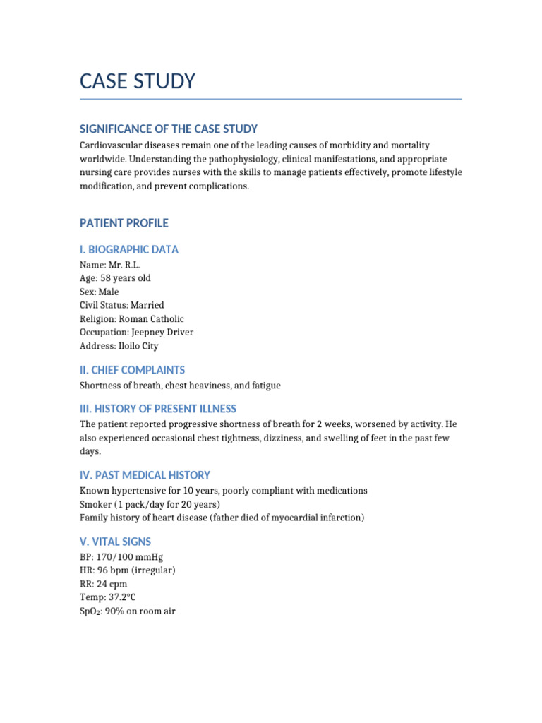 Cardiovascular Case Study | PDF | Hypertension | Heart Failure