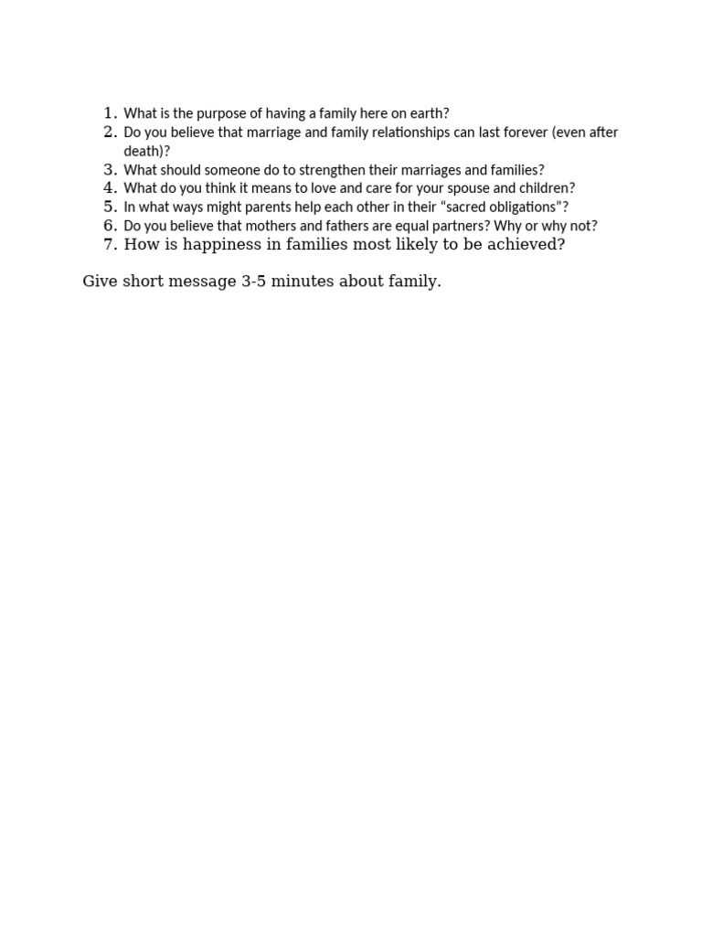 Strengthening Family Bonds and Happiness | PDF