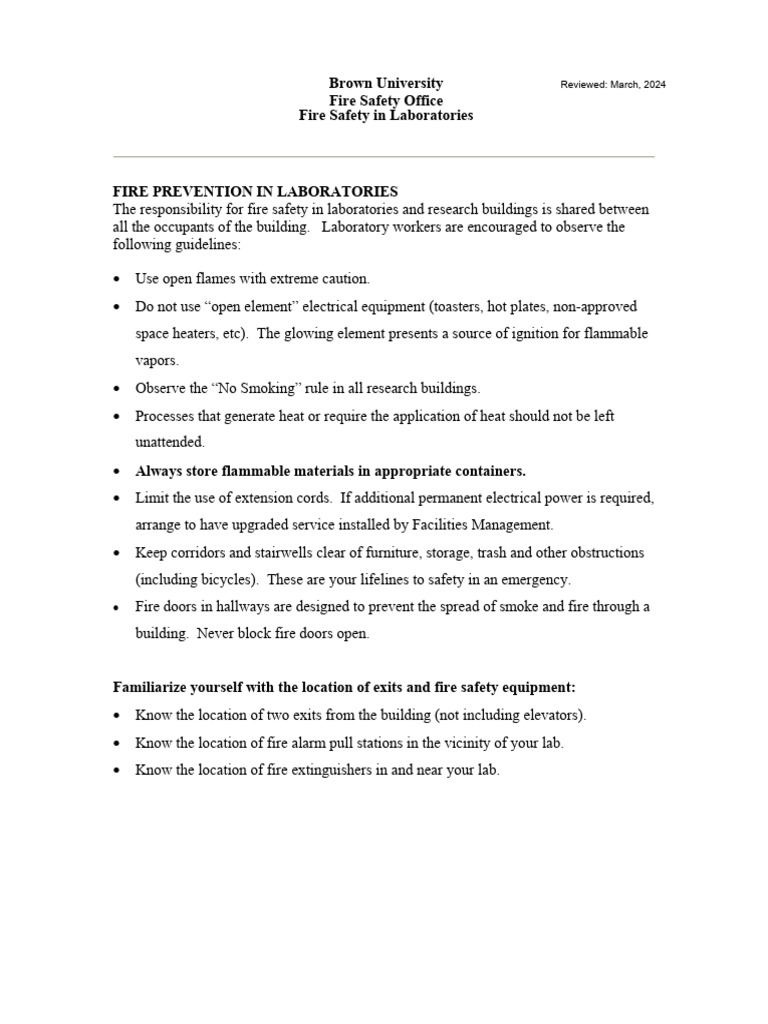 Laboratory Fire Safety Guidelines | PDF | Fires | Fire Safety
