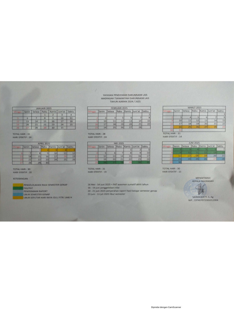 Kalender Pendidikan Genap 25 | PDF