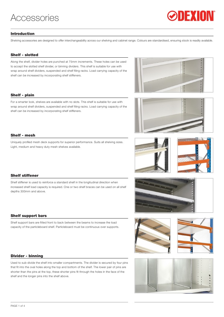 Dexion Accessoriespdf | PDF | Cabinetry | Manufactured Goods