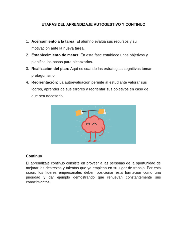 Etapas Del Aprendizaje Autogestivo y Continuo | PDF