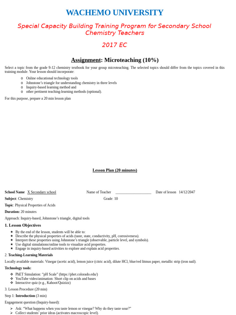 Microteaching Modified Version | PDF | Acid | Lesson Plan