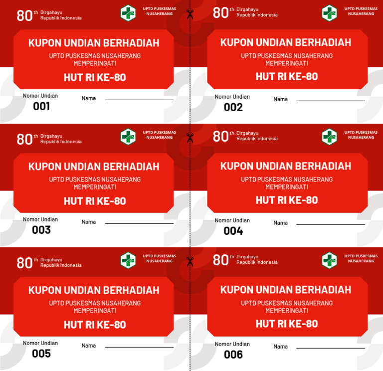Kupon Undian HUT RI ke-80 | PDF