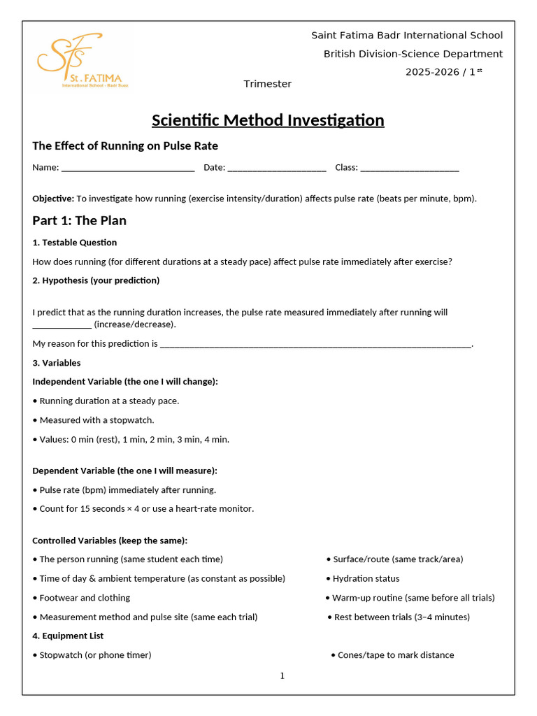 Running's Impact on Pulse Rate Study | PDF | Heart Rate | Accuracy And ...