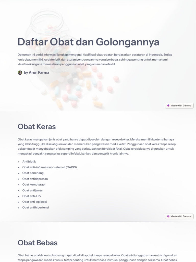 Klasifikasi Obat di Indonesia: Panduan Lengkap | PDF