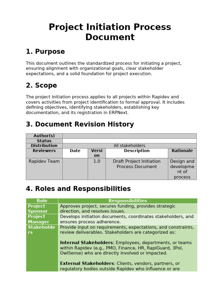 Project Initiation Process Document-V0.2 | PDF | Feasibility Study ...