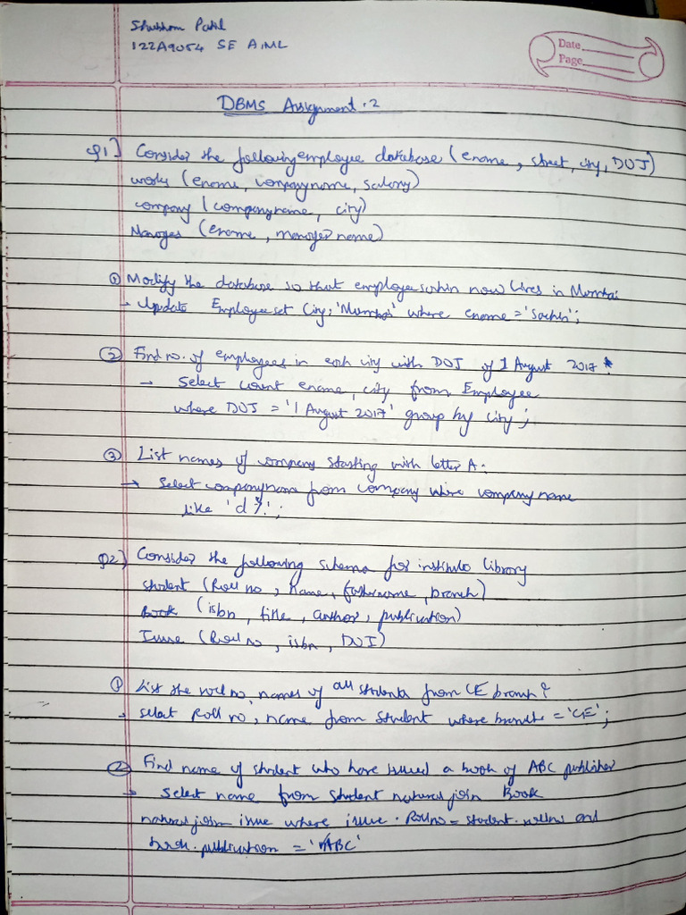 122a9054 Dbms Assignment 2 | PDF