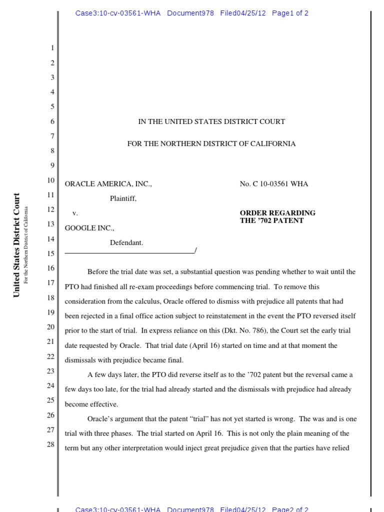 Oracle Denied Using Revived Patent vs. Google | PDF | Law
