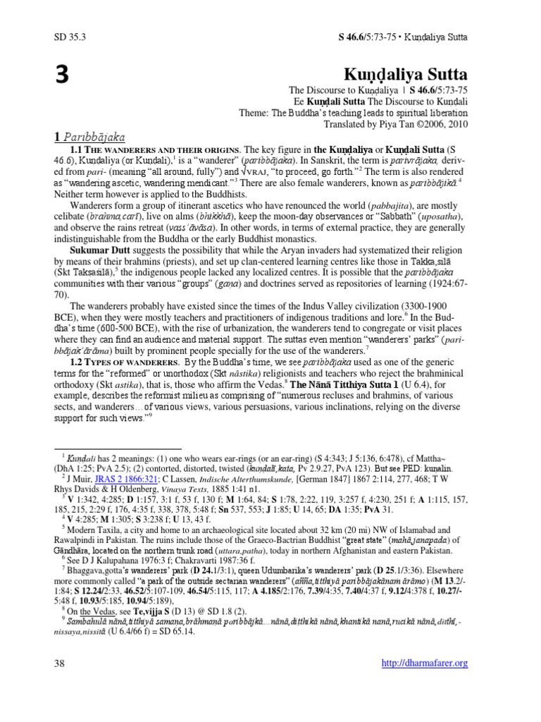 35.3 Kundaliya S s46.6 Piya | PDF | Sati (Buddhism) | Gautama Buddha