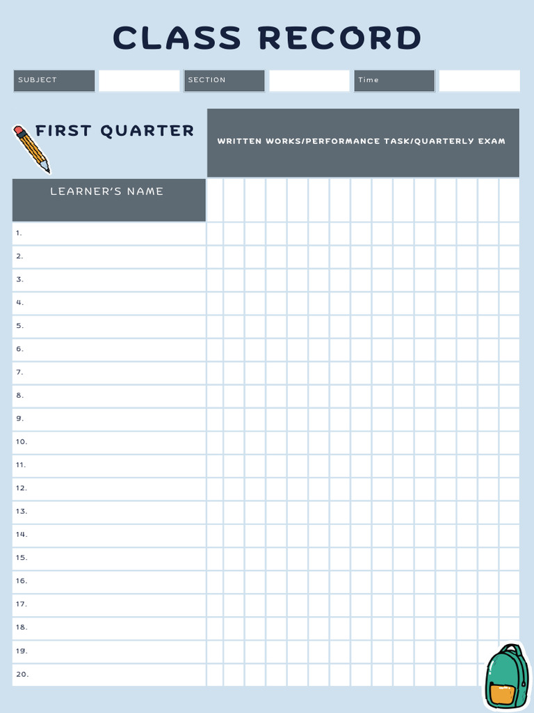 Class Record Overview for First Quarter | PDF