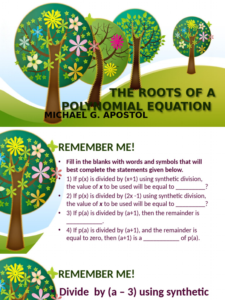 Finding Roots of Polynomial Equations | PDF | Factorization | Polynomial